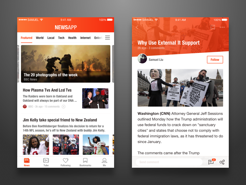 NewsApp UI by S4MUEL on Dribbble