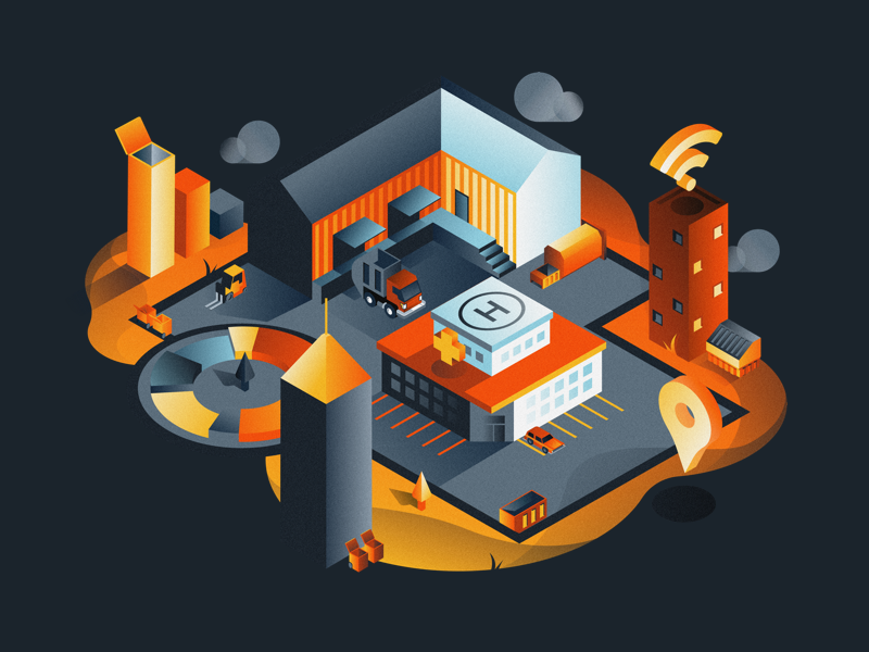 Sequoia Waste Management Isometric Illustration by Aaron Easler on Dribbble