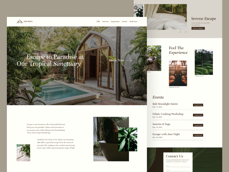 Sanctuary Villa Web Design by Aditya Pramana on Dribbble