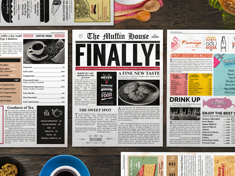 Restaurant Menu Design - Newspaper Theme by Sandeep S P on Dribbble