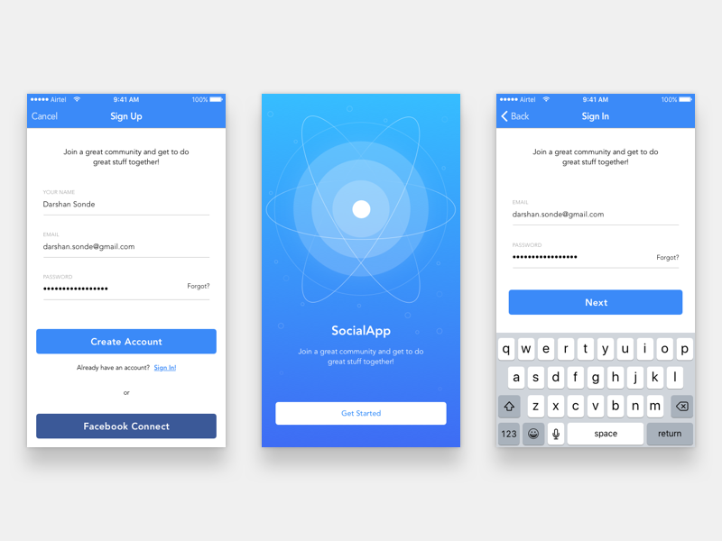 signup screens concept by Darshan Sonde on Dribbble