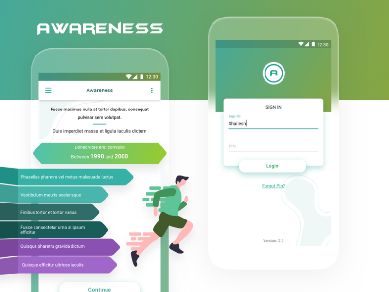 Awareness Mobile app UI design by Shailesh Nakrani on Dribbble