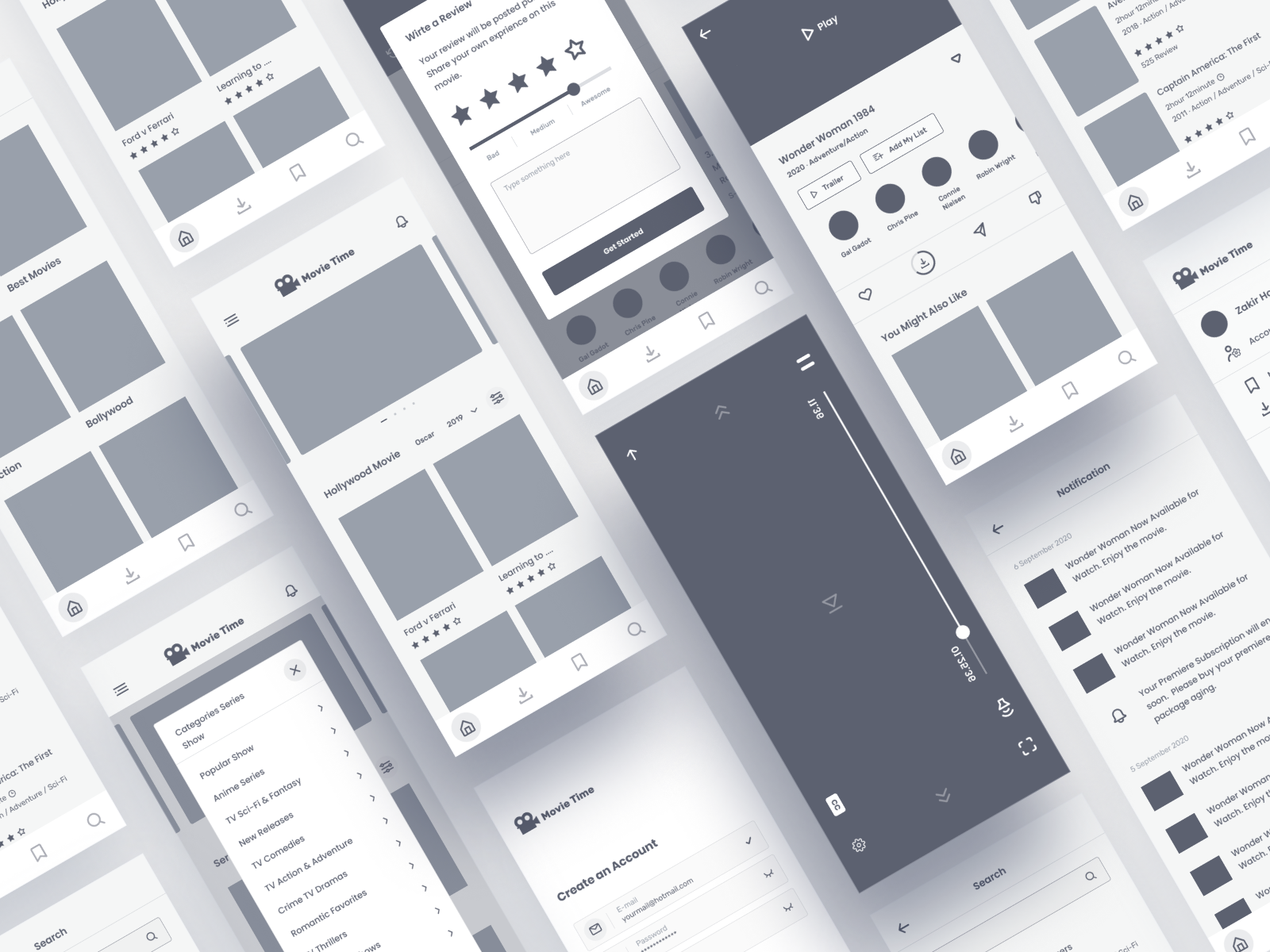Wireframe for movie app by Zakir on Dribbble