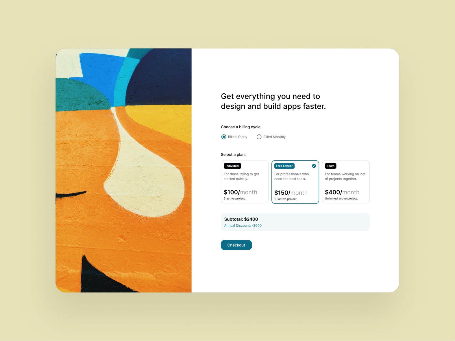 Plan Picker UI by Brandon D'Adam on Dribbble