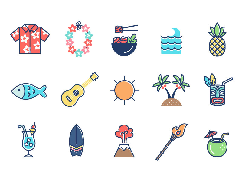 Hawaiian Icons by Sonia Yim on Dribbble