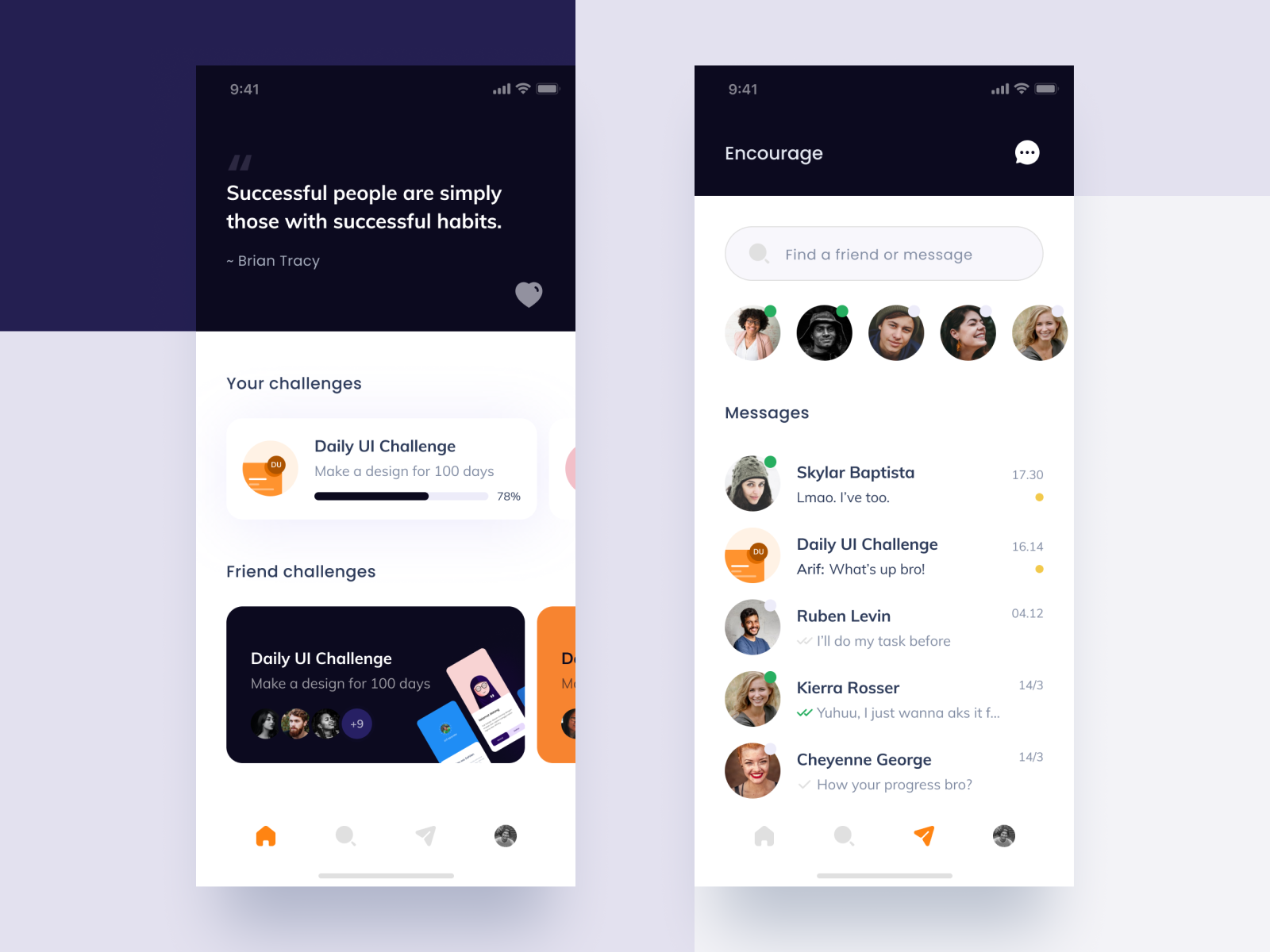 Daily challenge with chat by Arif iskandar on Dribbble