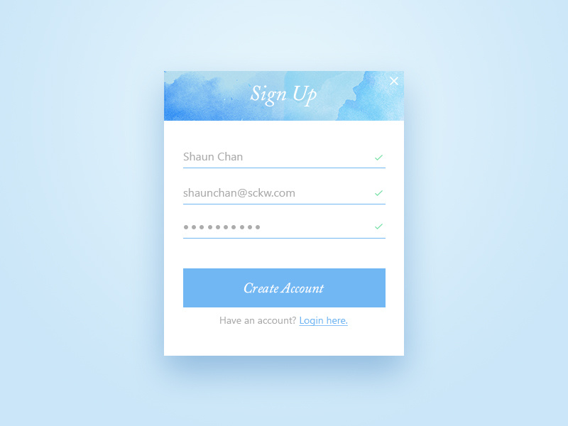 Day 1 - Sign Up by Shaun Chan on Dribbble