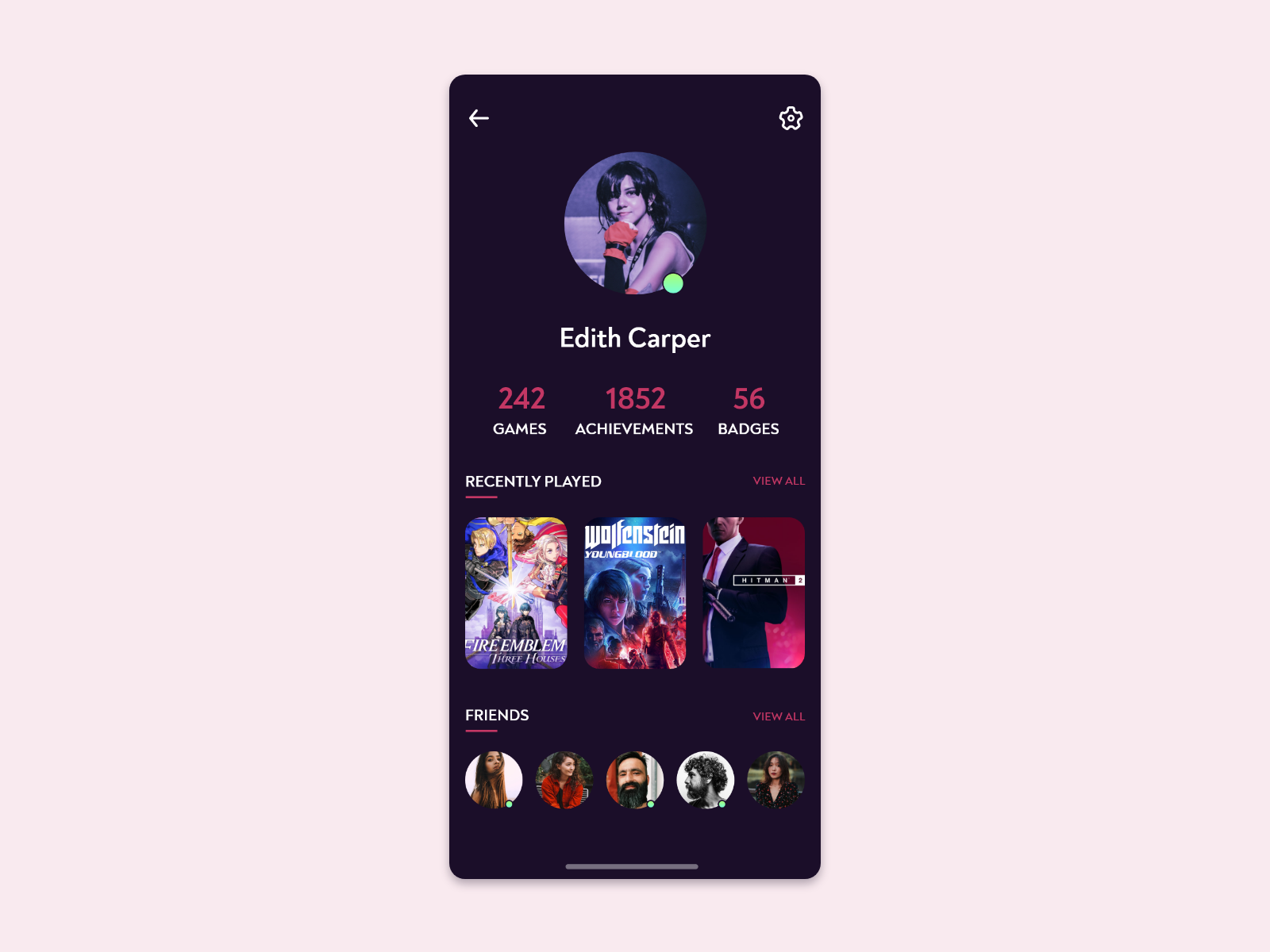 User Profile - Gaming App by dseoane on Dribbble