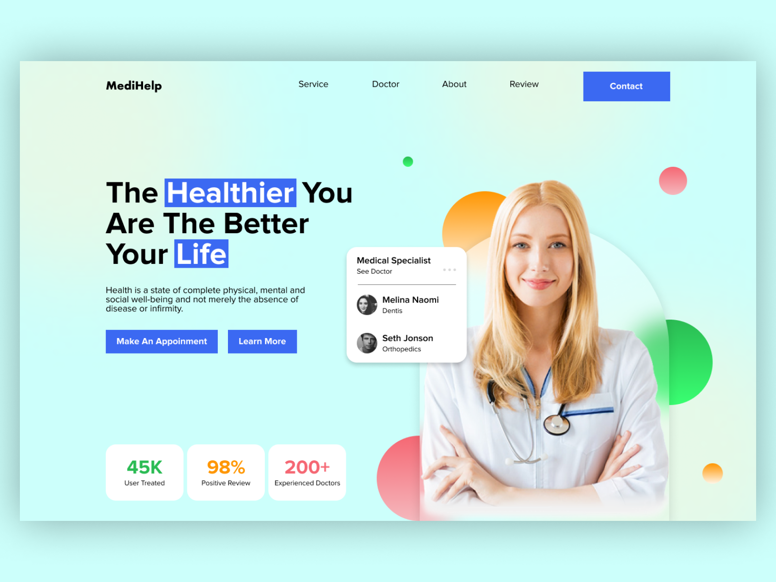 Medical Website Landing Page Hero Header Exploration by SowRen ...