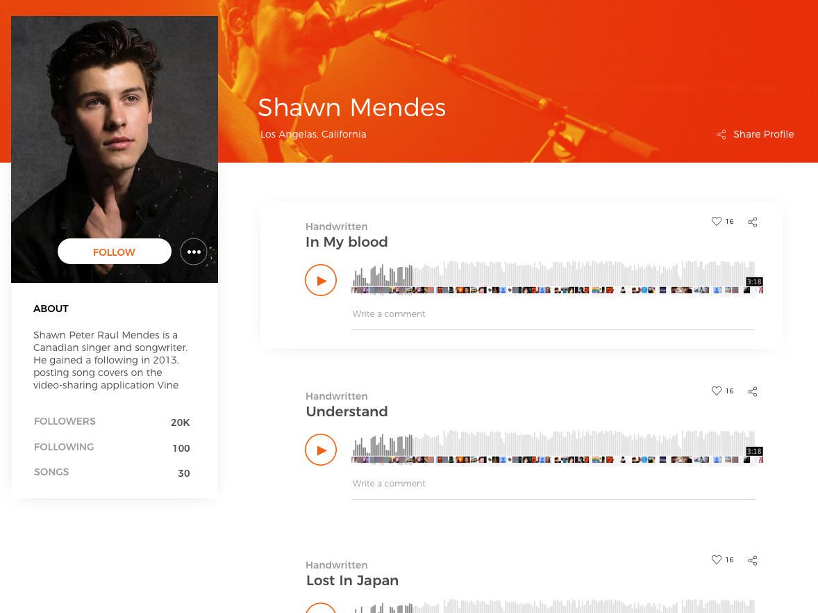 Soundcloud Web Artist Profile by nadia kamaruddin on Dribbble
