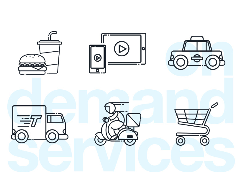 Icon Set: On Demand Services by Siddharth Kandoth on Dribbble
