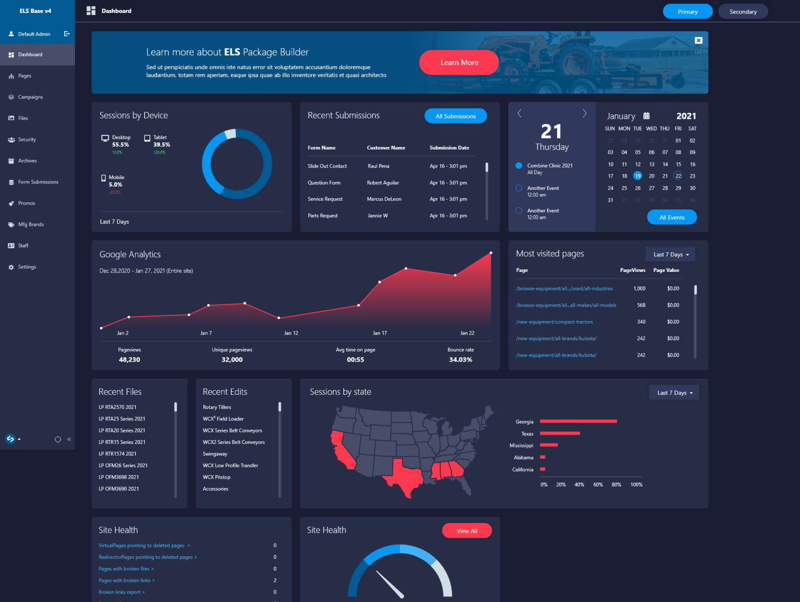 ELS Dashboard by Marcus De Leon on Dribbble
