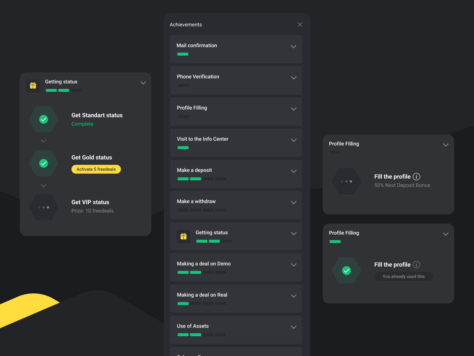 Achievement system by Sergei Grid on Dribbble