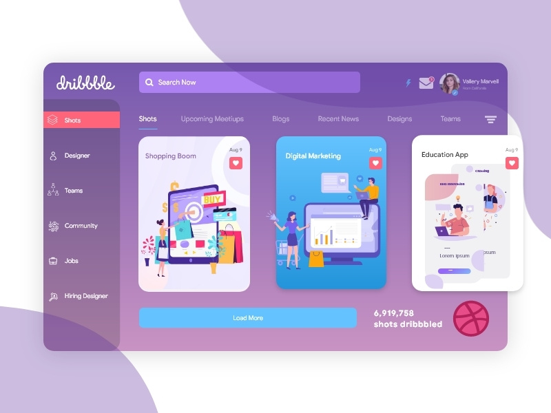 Dribbble Dashboard by Salman on Dribbble