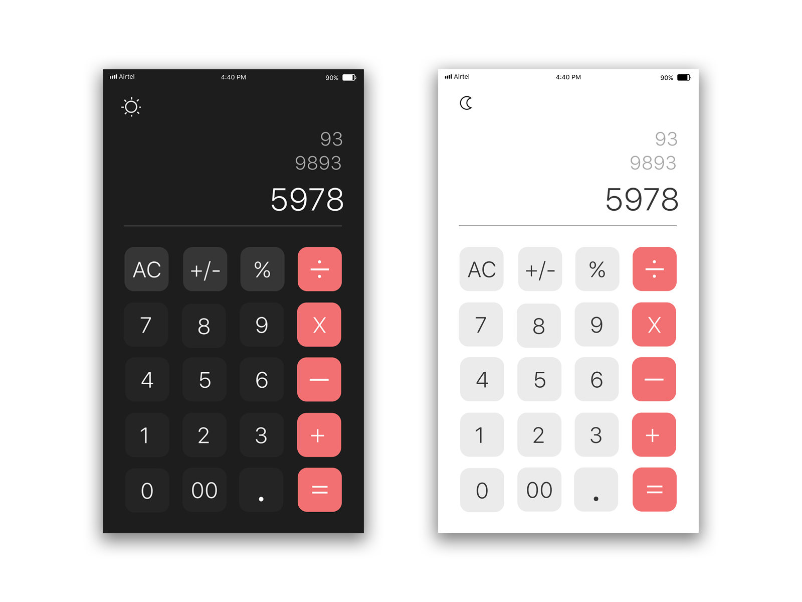 Calculator Dark & Ligght mode by Gokulakrishnan.S on Dribbble