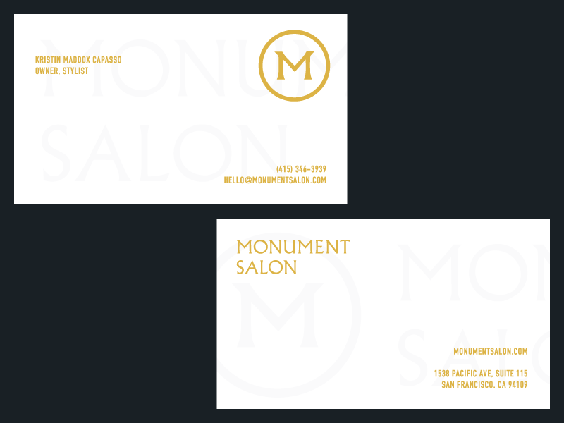 Monument Salon business cards by Alex Capasso on Dribbble