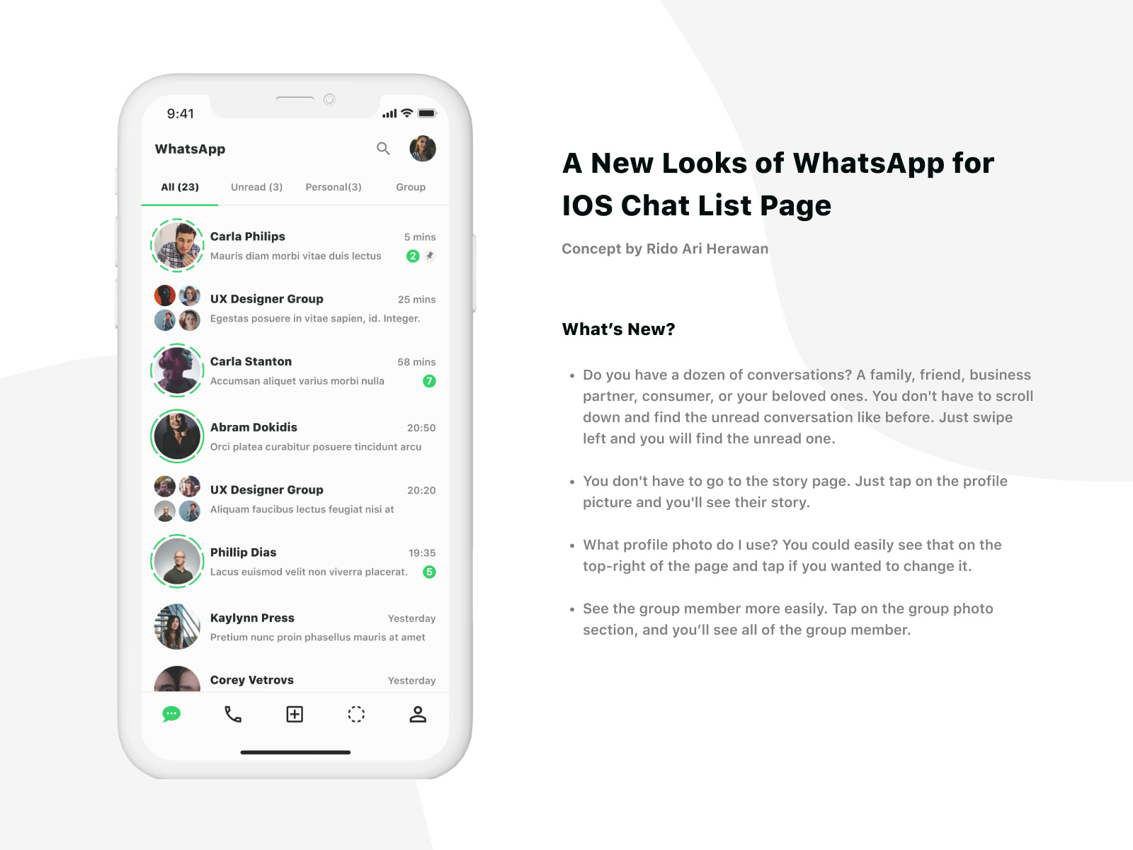 A New Looks of WhatsApp for IOS Chat List Page by Rido Ari Herawan on ...