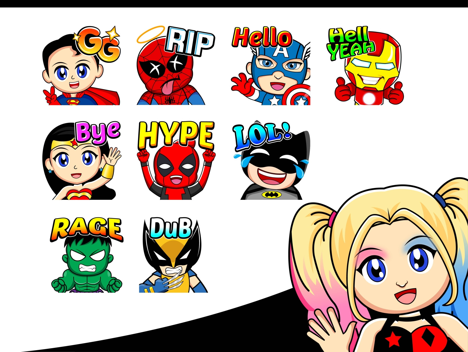 superhero emotes set by fare_touch on Dribbble