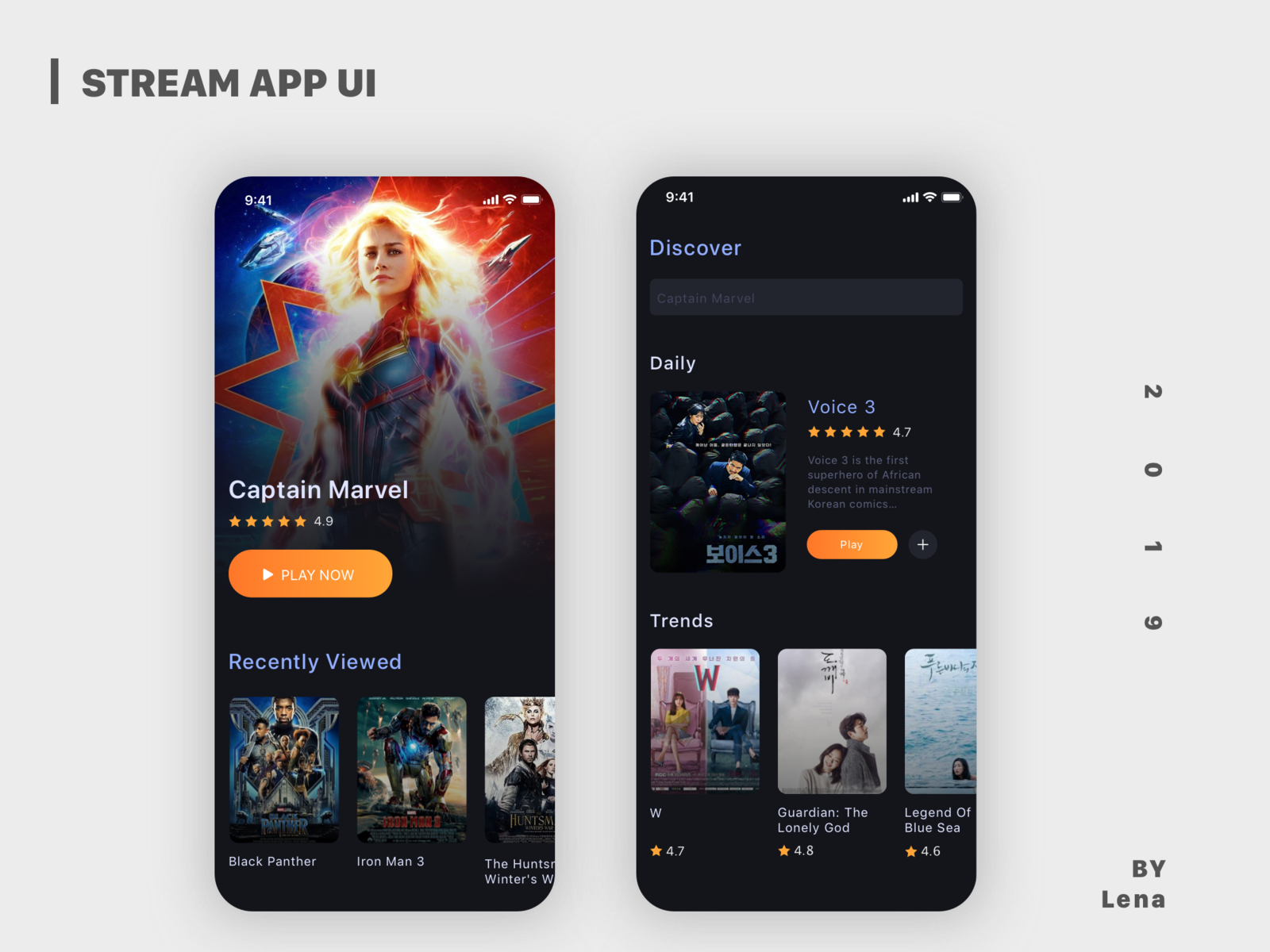 Stream App UI by Lena on Dribbble