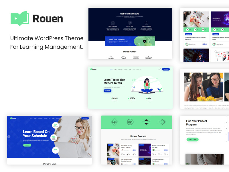 Rouen – An E-learning Education WordPress Theme by VictorThemes on Dribbble