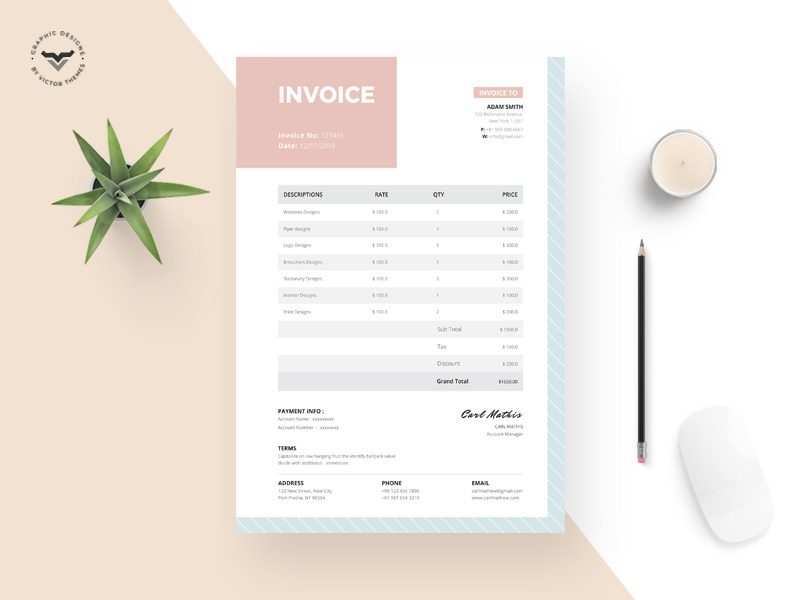 Minimal Invoice Template by VictorThemes on Dribbble