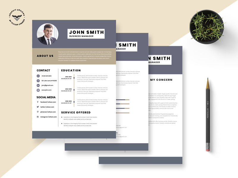 Professional CV Template by VictorThemes on Dribbble