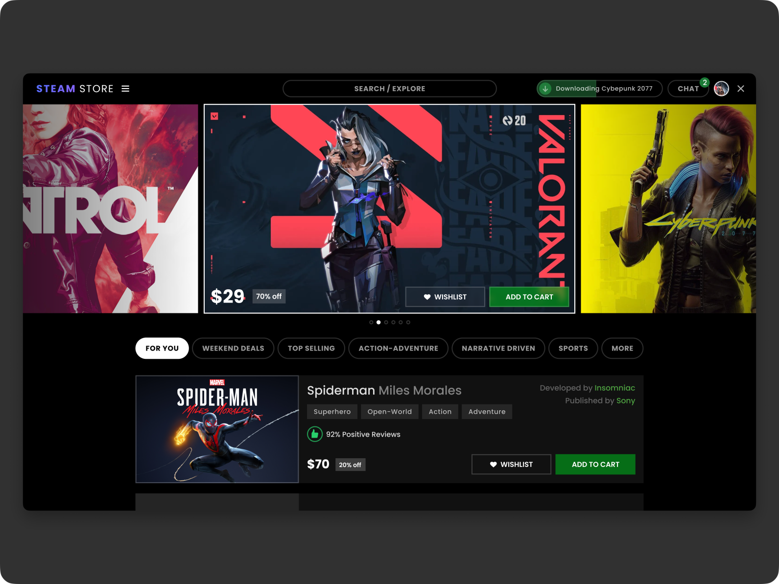 Steam UI Redesign - Store Home by Chandra Mercer on Dribbble