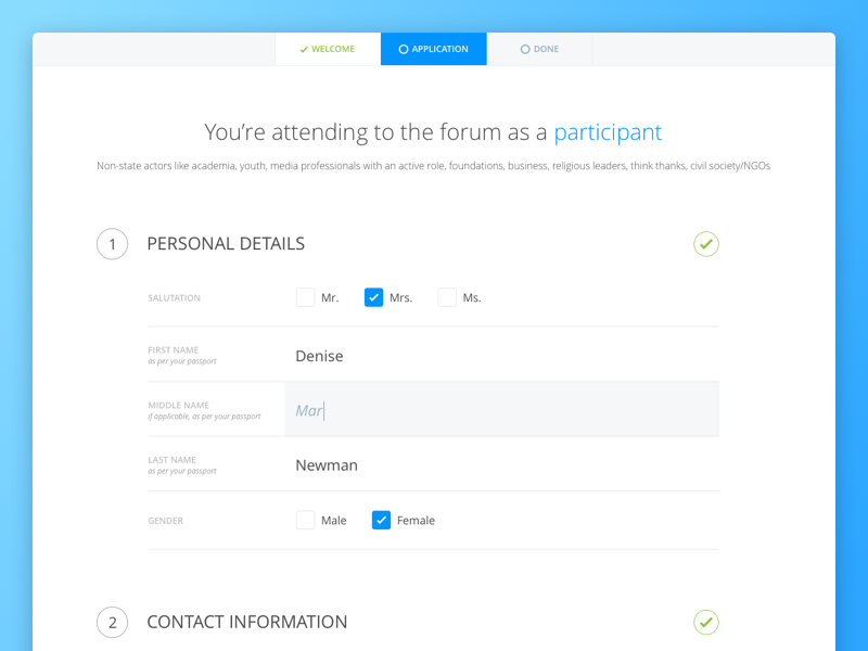 Web application form by Ziya Fenn on Dribbble