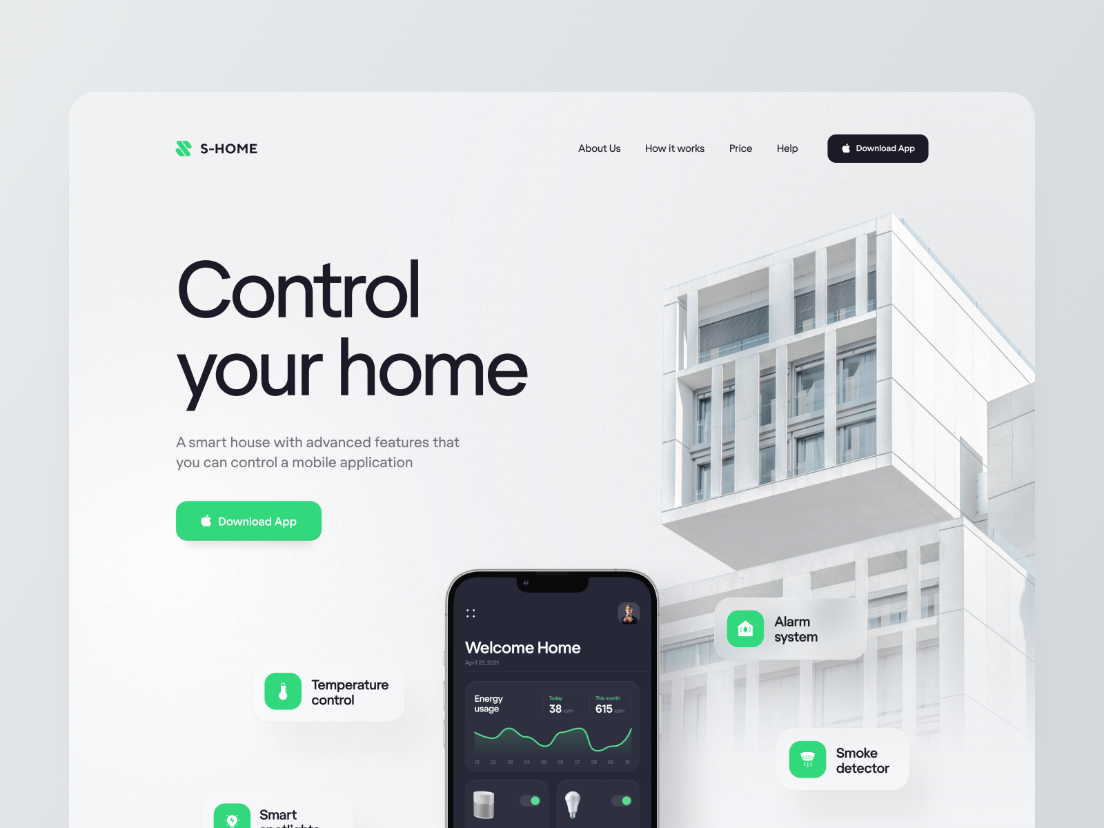 Smart Home Landing Page by Conceptzilla on Dribbble
