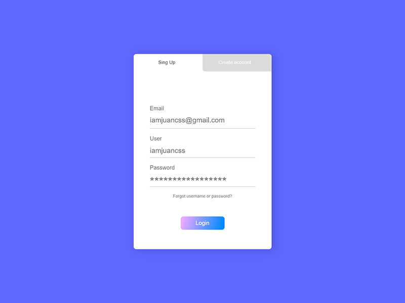 Sign up by iamjuancss on Dribbble