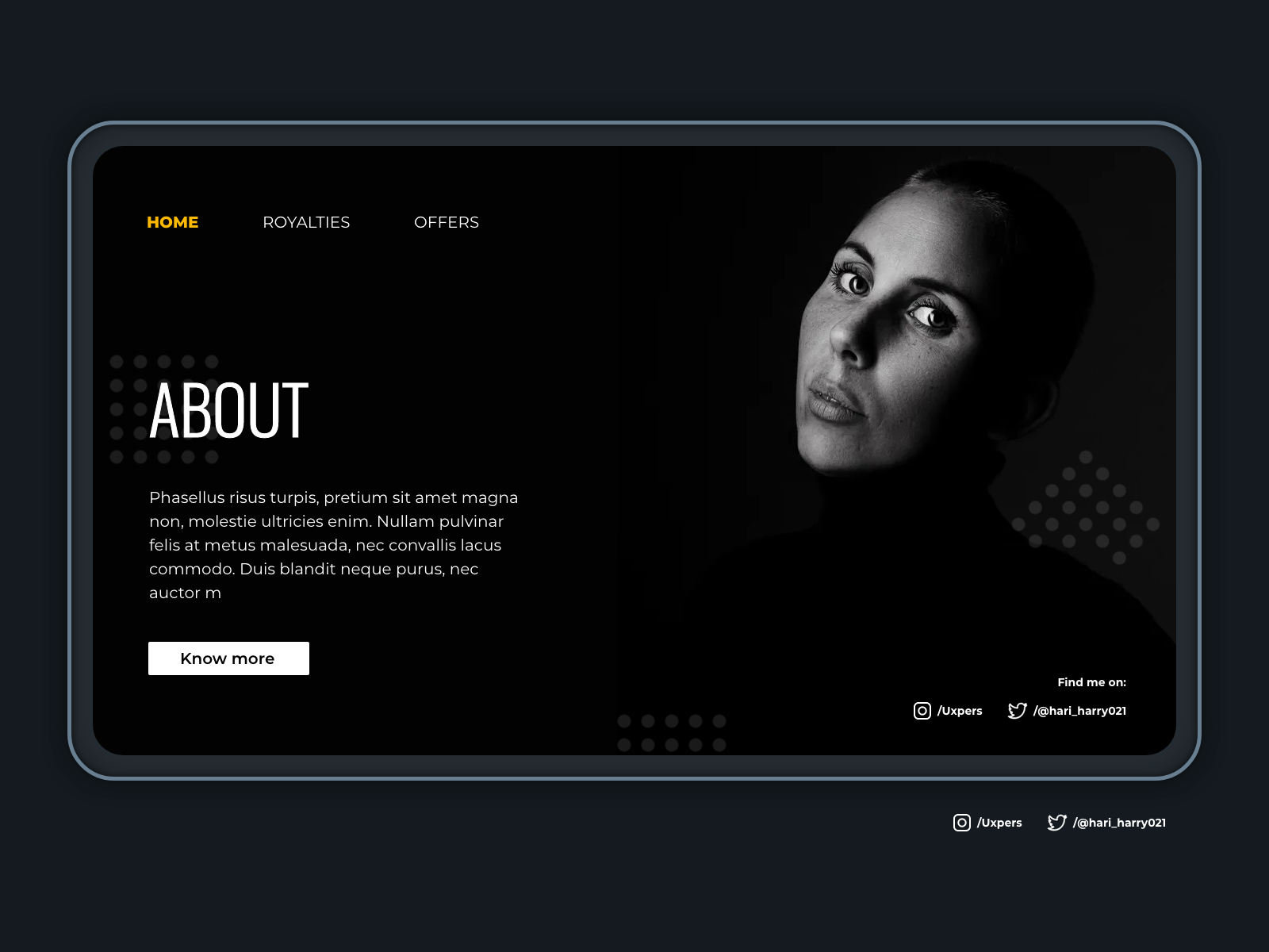 Profile Landing Page by Hari Prakash on Dribbble