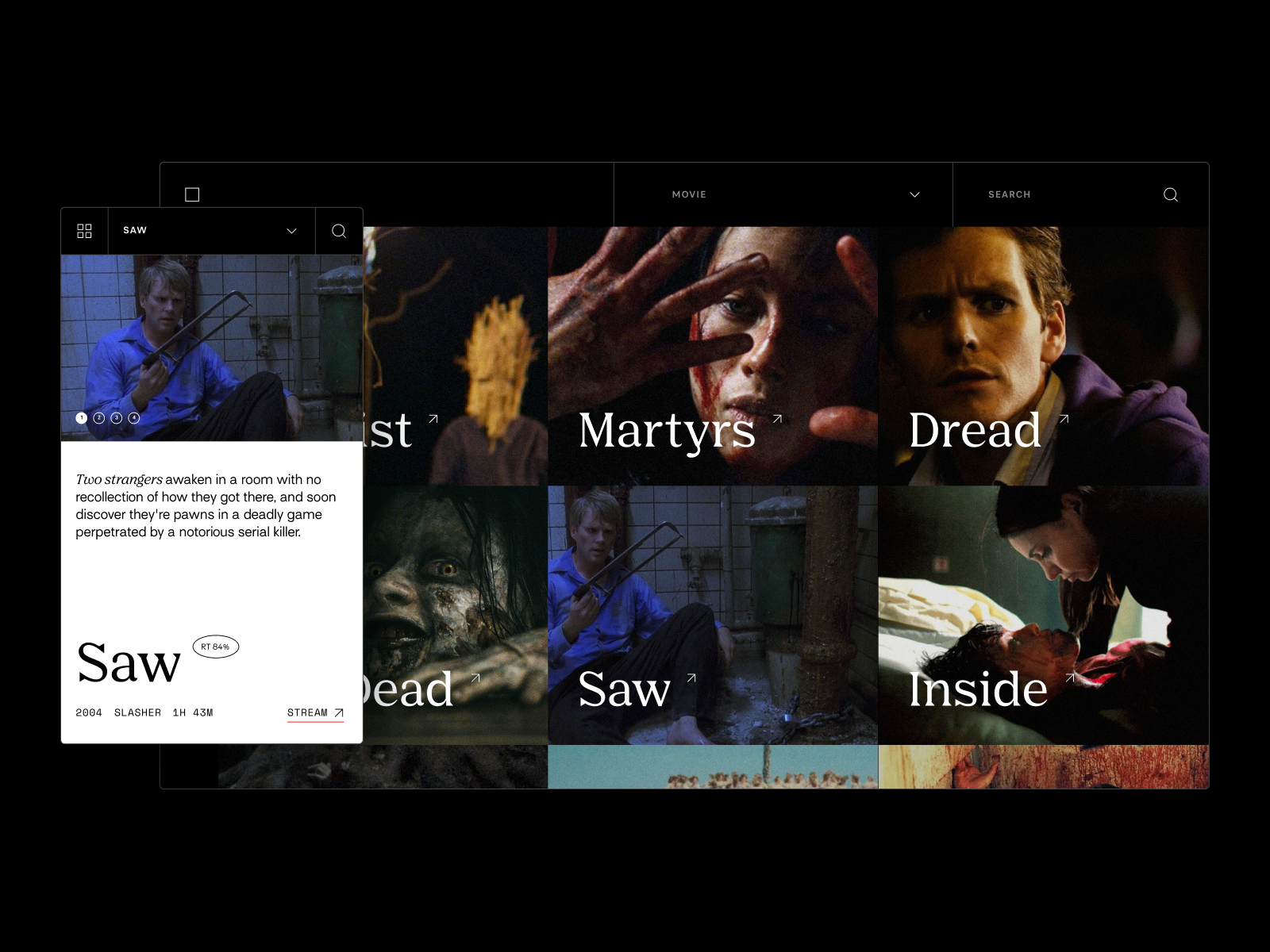 Horror / Homepage by Tobias Ecsedy on Dribbble