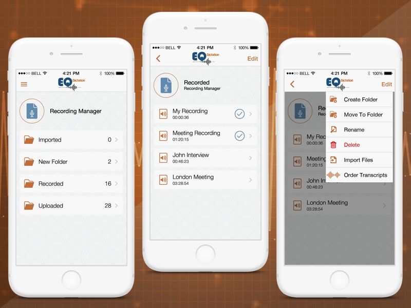 EQ Dictation - iPhone App UI/UX Design by Manthan D on Dribbble
