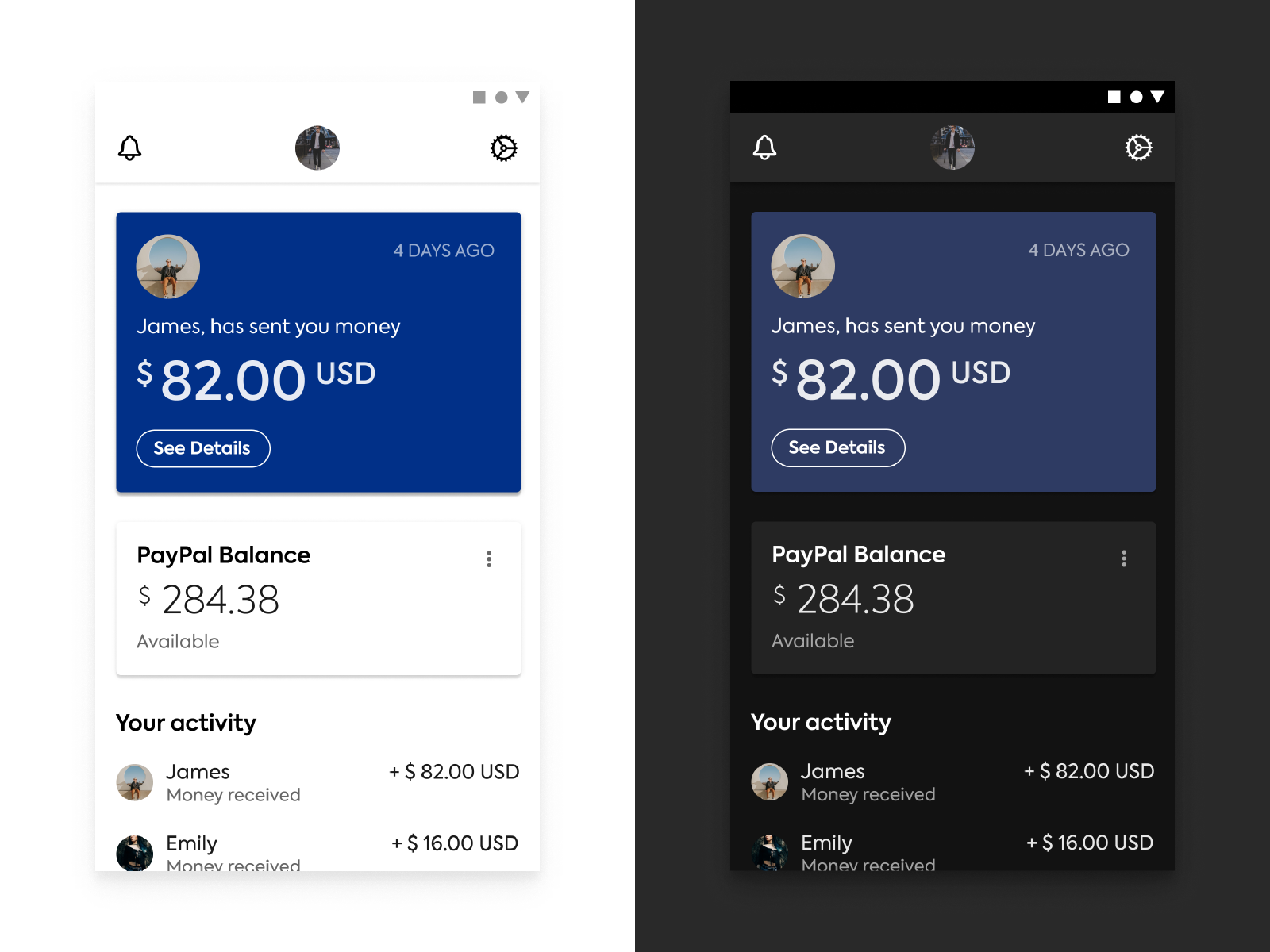 PayPal - The Ultimate Guide to Designing Dark Theme by Chethan KVS on ...