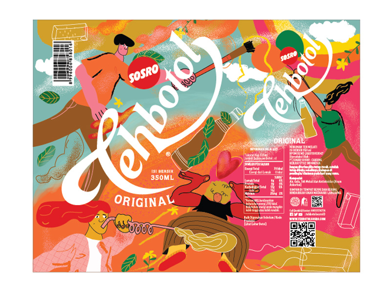 Label Design contest Teh Botol Indonesia by annie on Dribbble