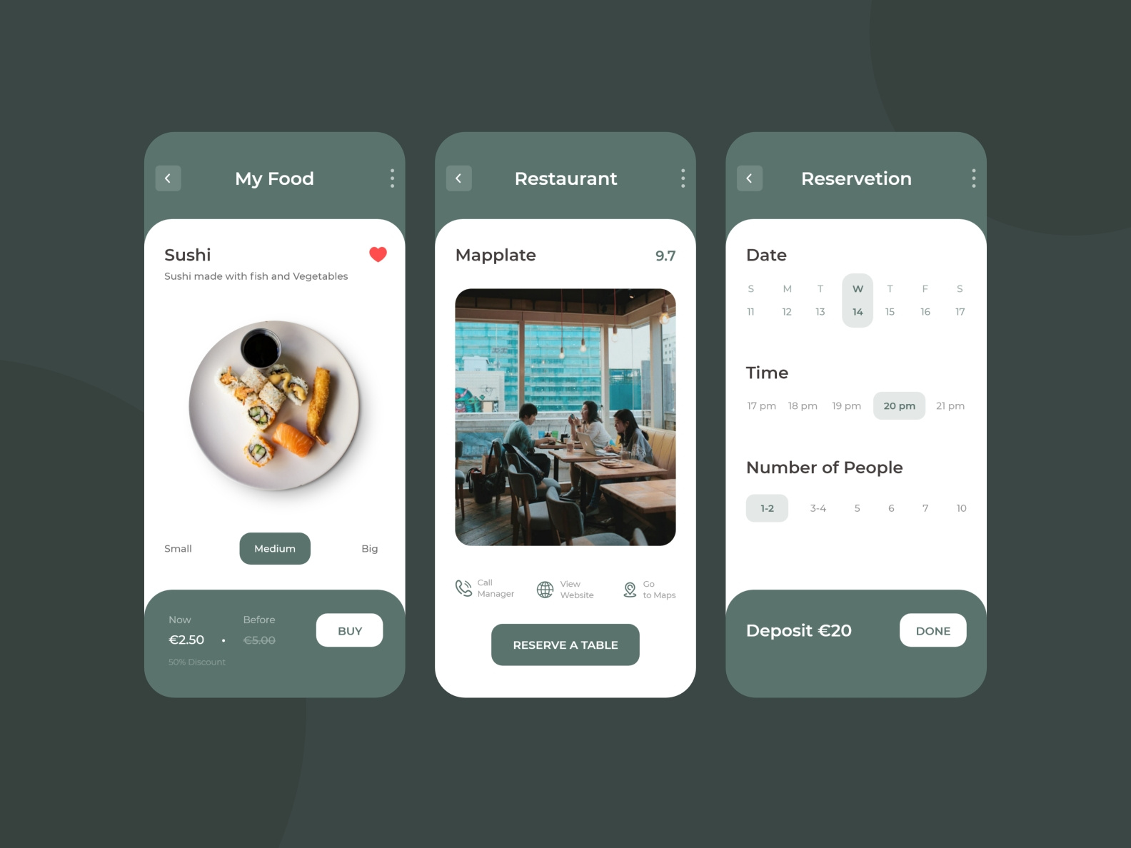 Food Reservation iOS app UI by Bashar Bhuiyan on Dribbble
