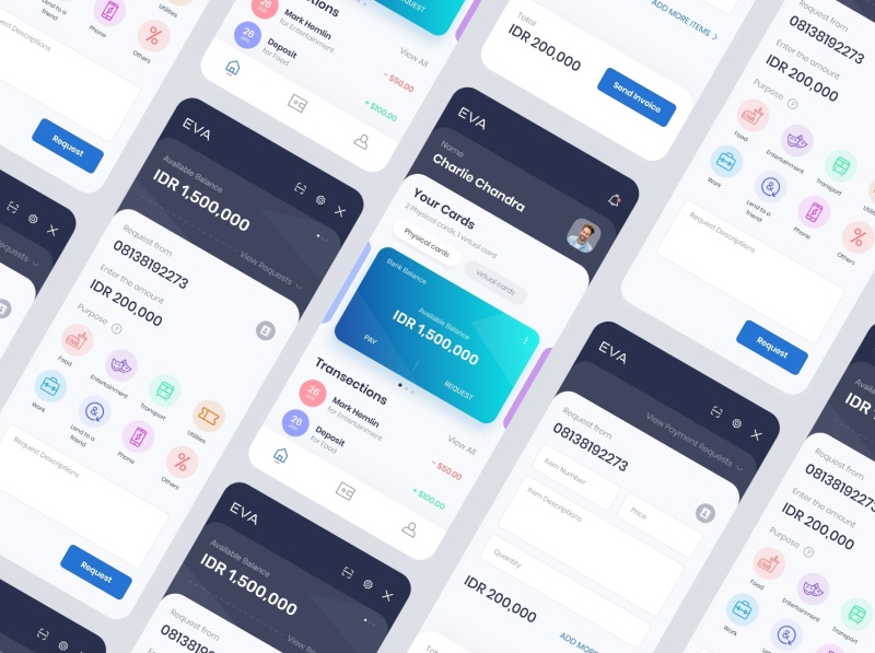 EVA | Online banking app for iOS by Bashar Bhuiyan on Dribbble