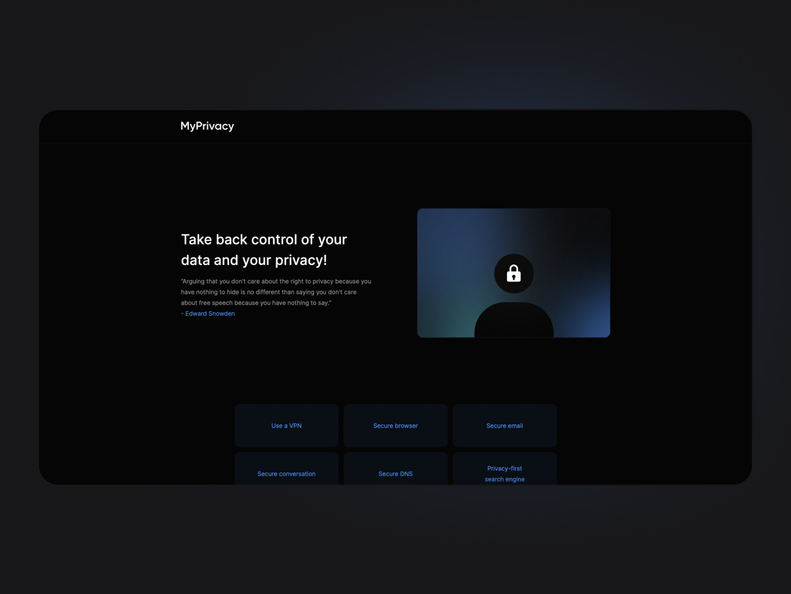 MyPrivacy — Hero section by Gunnar on Dribbble