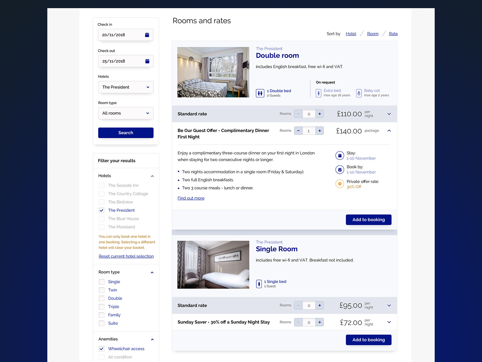 Hotel Booking - Availability Search for Hotel Rooms by Verena on Dribbble