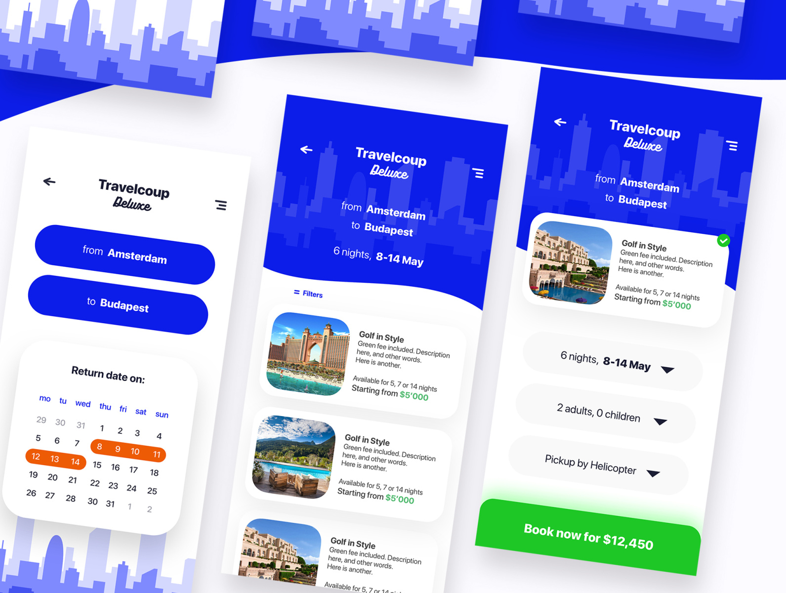 Travel App Design - Easy booking in 3 steps by Nardi B. on Dribbble