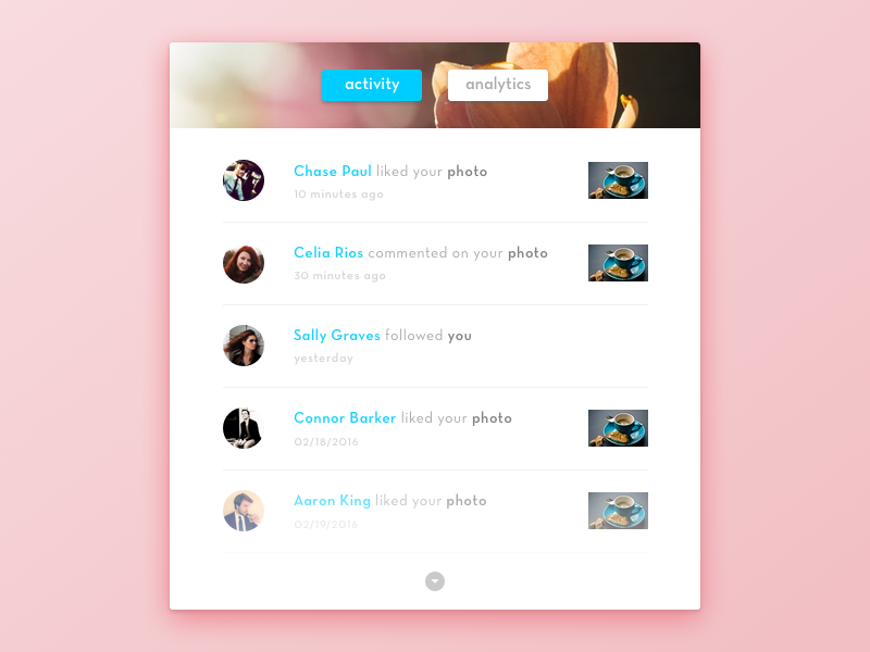 Activity Feed by Quan Vu on Dribbble