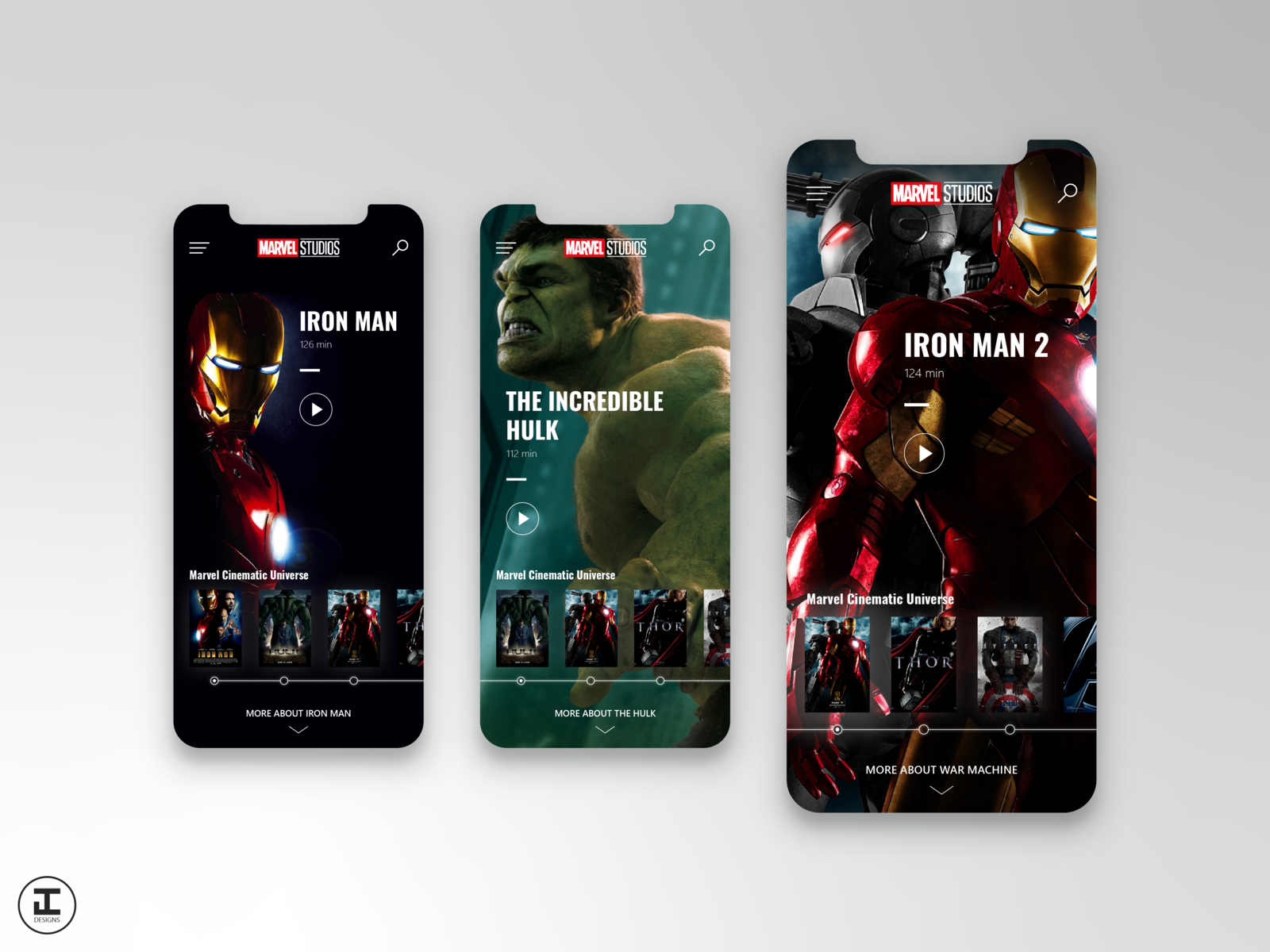 MCU App Concept: Iron Man 2 (Movie #3) by Jacob Caccamo on Dribbble