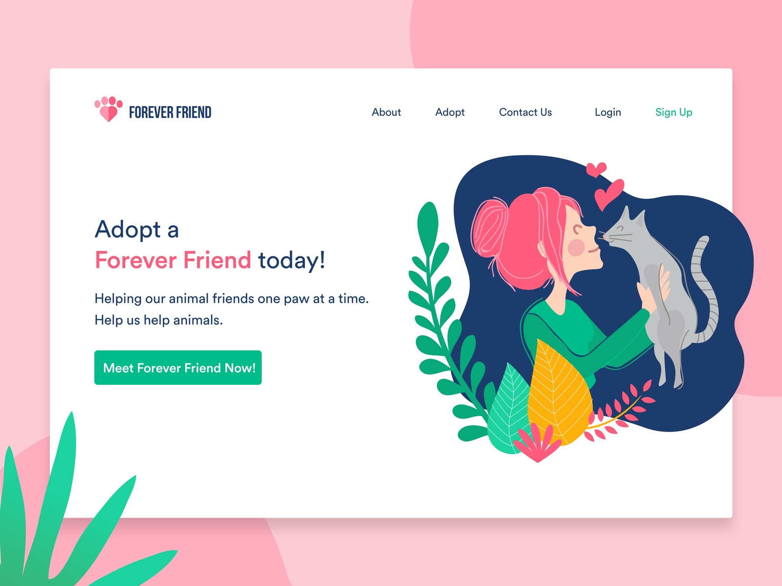 Adopt Pet-Landing Page by Mercan Alper on Dribbble