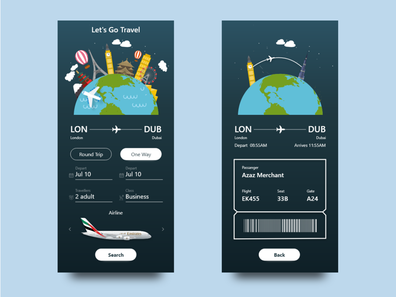 Flight search by Azaz Vepari on Dribbble