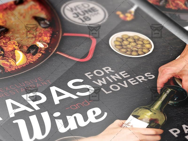 Tapas and Wine Flyer - Food A5 Template by Exclusive Flyer on Dribbble