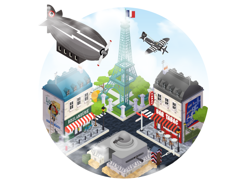 WW2 Paris Map zoom by Nico Design on Dribbble