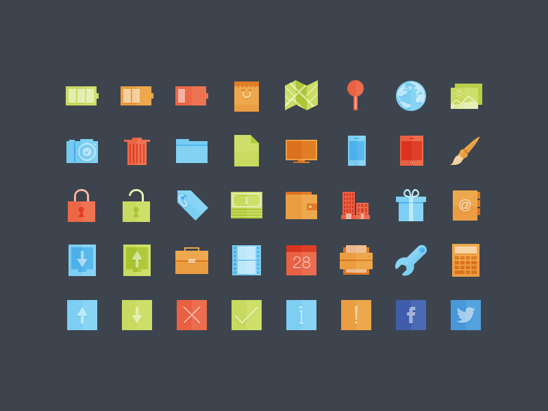 Flat Geometric Color Icons by Medialoot on Dribbble