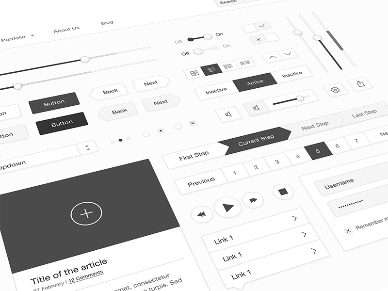 Minimal white UI kit by Medialoot on Dribbble