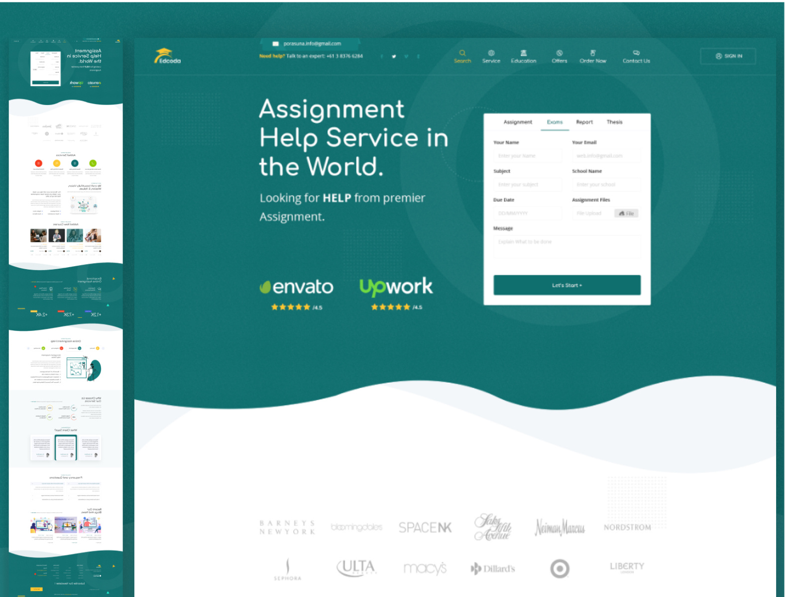 Exams, Report and Thesis Help Assignment Services Figma template by ...