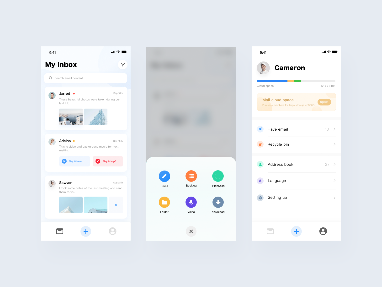 An email app interface design by LIUL on Dribbble